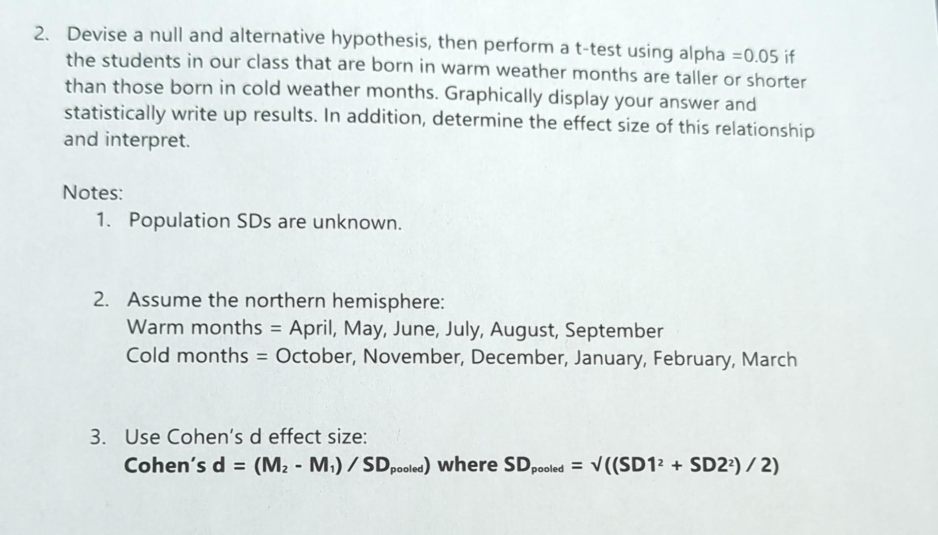 Solved 2. Devise a null and alternative hypothesis, then | Chegg.com