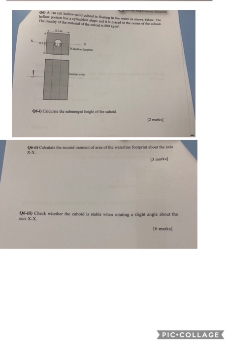 Solved Q6) A Im tall hollow-solid cuboid is Souting in the | Chegg.com