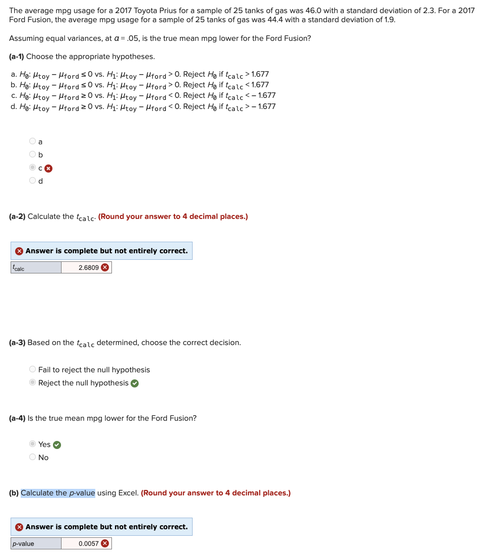Solved The average mpg usage for a 2017 ﻿Toyota Prius for a | Chegg.com