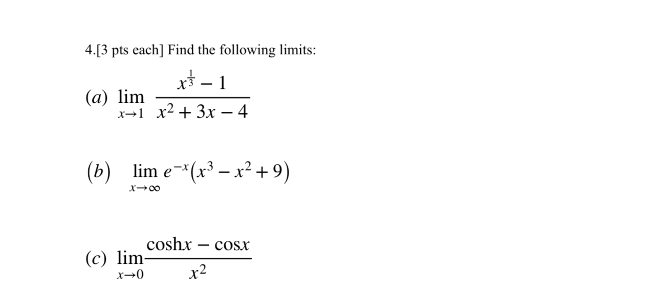 Solved 4.[3 ﻿pts each] ﻿Find the following | Chegg.com