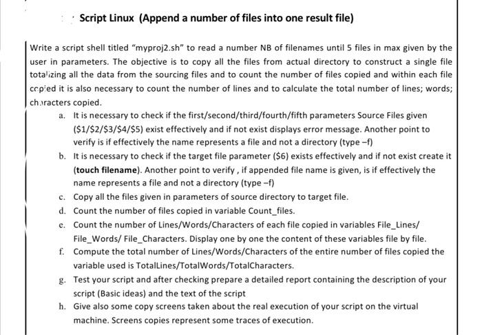 Solved Script Linux (Append a number of files into one | Chegg.com