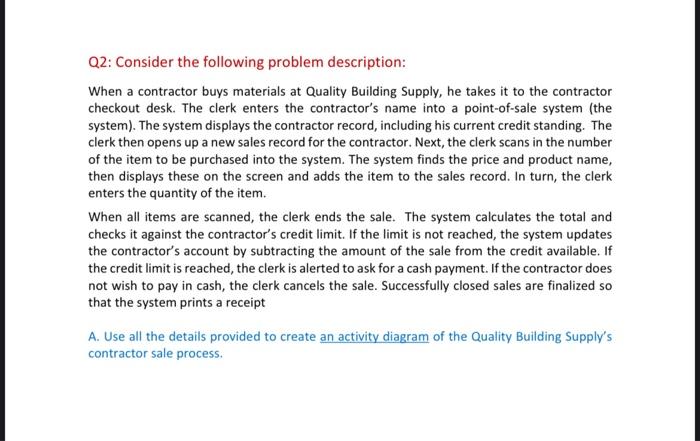 Solved Q2 Consider The Following Problem Description When 8337