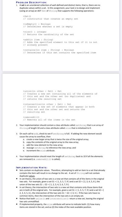 Solved Problem Description A Set Is An Unordered Collection 5187