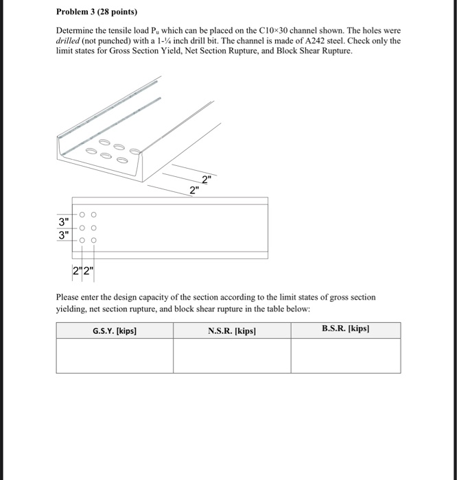 Solved Problem 3 (28 points) Determine the tensile load P, | Chegg.com