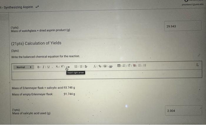 (21pts) Calculation of Yields (2pts) Write the | Chegg.com