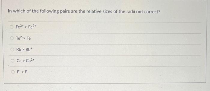 Solved In which of the following pairs are the relative | Chegg.com