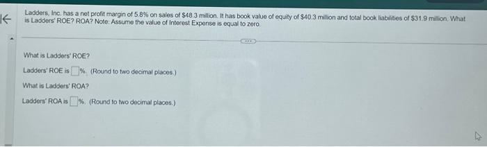 Solved Ladders, Inc, has a net profit margin of 5.8% on | Chegg.com