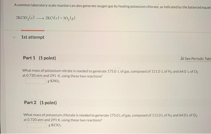 Solved A common laboratory-scale reaction can also generate | Chegg.com