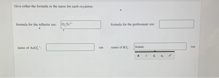 Solved Give either the formula or the name for each | Chegg.com