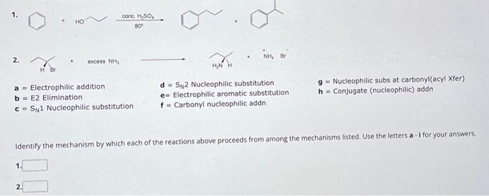 Solved a= Electrophilic addition b= E2 Elimination c=SN1 | Chegg.com