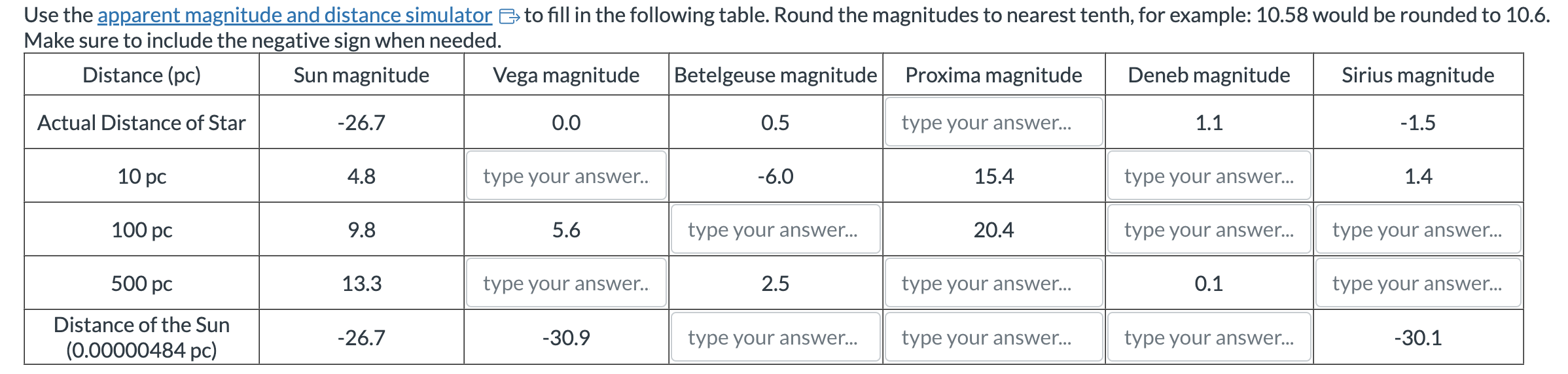 Solved Use the apparent magnitude and distance simulator to | Chegg.com