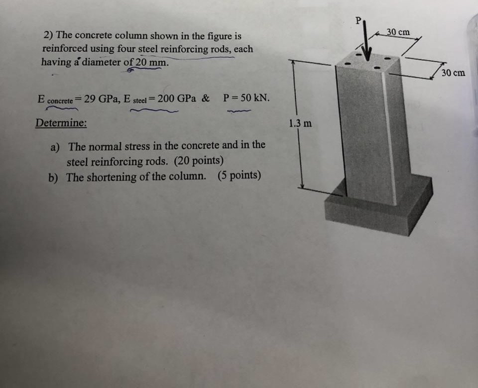 Solved The concrete column shown in the figure is reinforced | Chegg.com