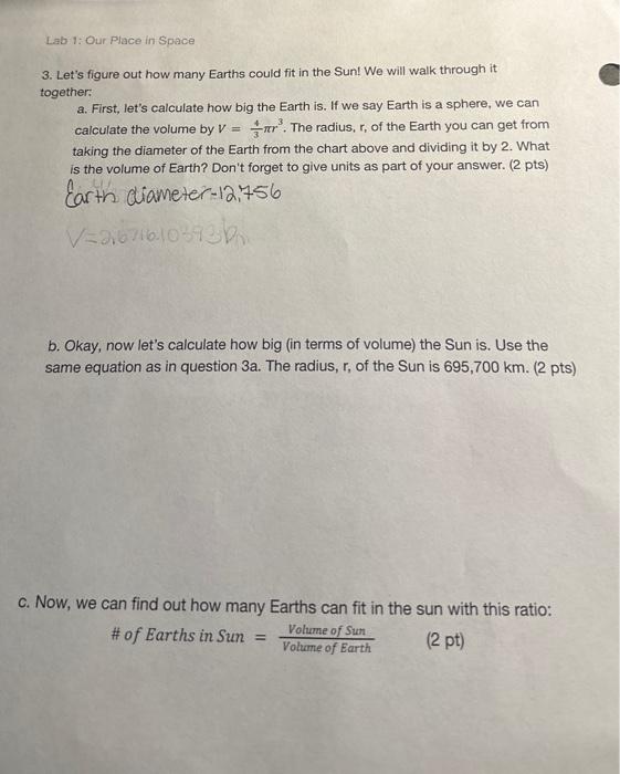3. Let's figure out how many Earths could fit in the | Chegg.com