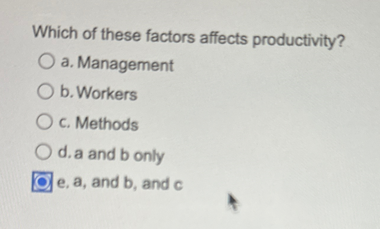 Solved Which of these factors affects productivity?a. | Chegg.com