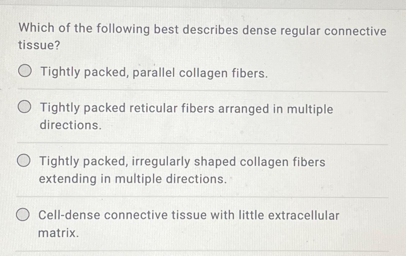 Solved Which of the following best describes dense regular | Chegg.com