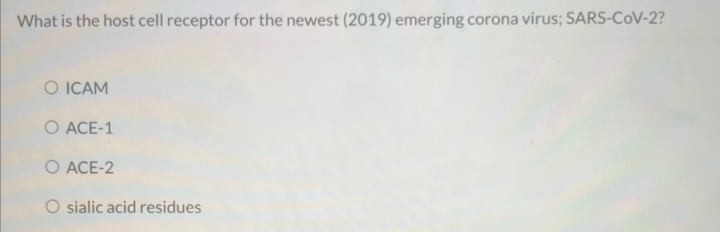 Solved What is the host cell receptor for the newest (2019) | Chegg.com