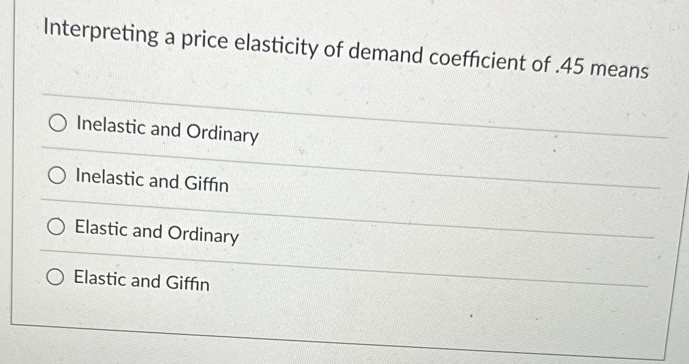 Solved Interpreting a price elasticity of demand coefficient | Chegg.com