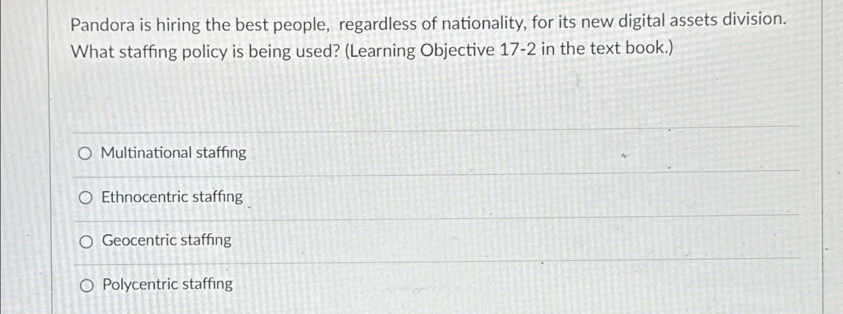 Solved Pandora is hiring the best people, regardless of | Chegg.com