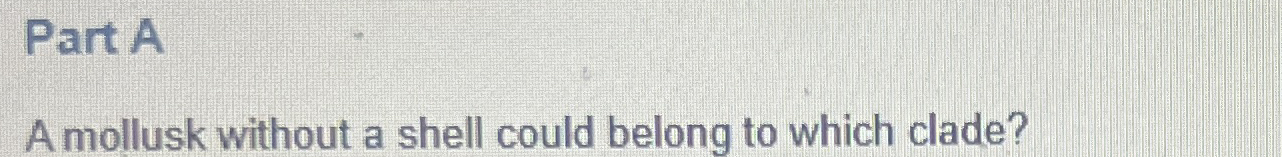 Solved Part AA mollusk without a shell could belong to which | Chegg.com