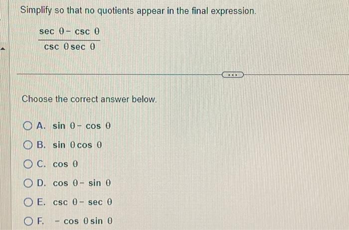 Solved Simplify so that no quotients appear in the final | Chegg.com