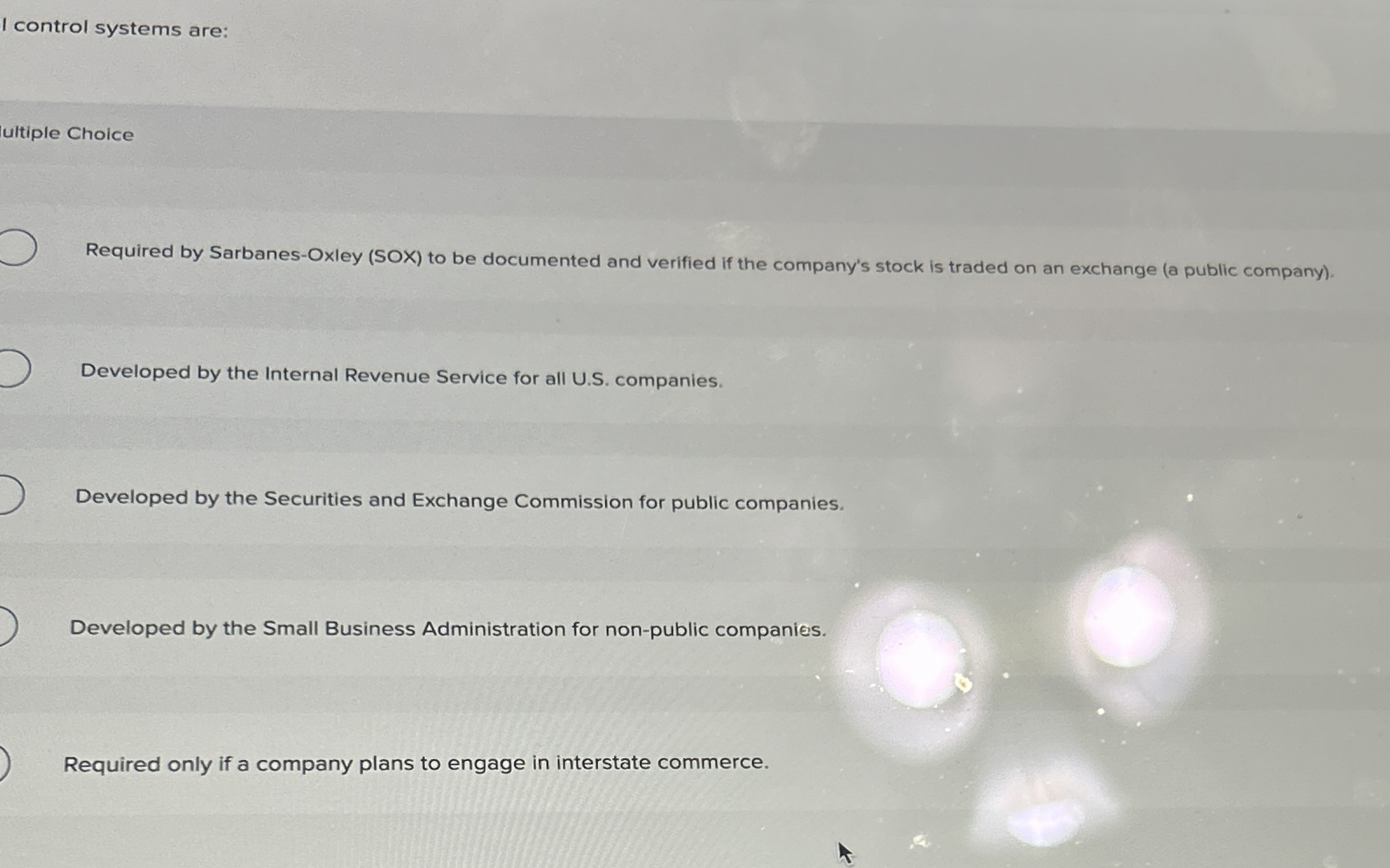 Solved I control systems are:ultiple ChoiceRequired by | Chegg.com