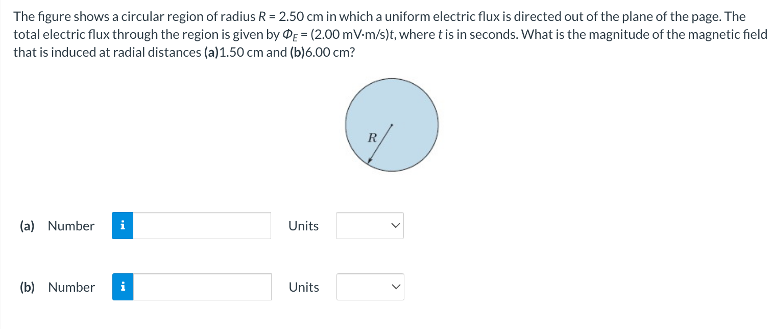Solved The figure shows a circular region of radius R=2.50cm | Chegg.com