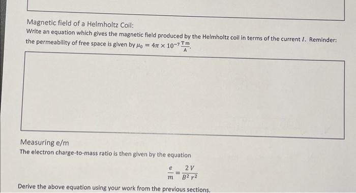 Solved Magnetic field of a Helmholtz Coil: Write an equation | Chegg.com