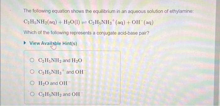 Solved The following equation shows the equilibrium in an | Chegg.com