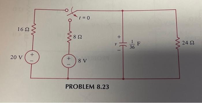 Solved find V for t>0 if the circuit is in steady state at | Chegg.com
