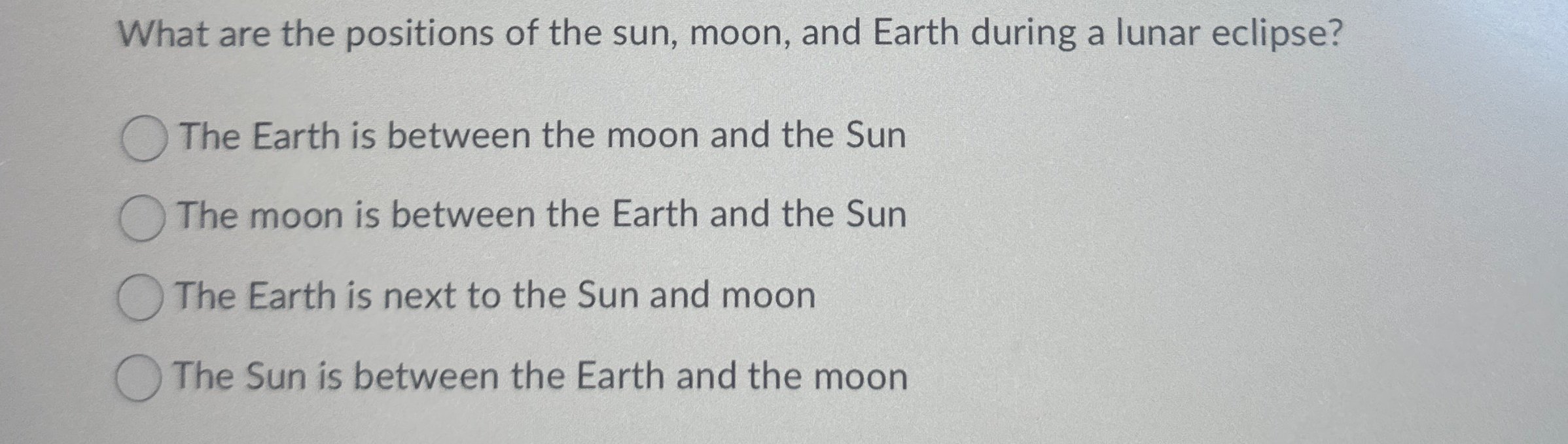 Solved What are the positions of the sun, moon, and Earth | Chegg.com