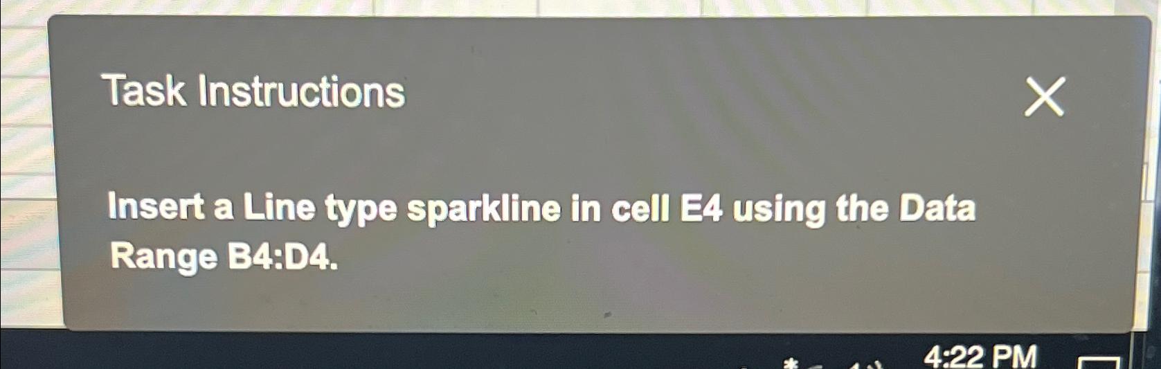 Solved Task InstructionsInsert a Line type sparkline in cell | Chegg.com