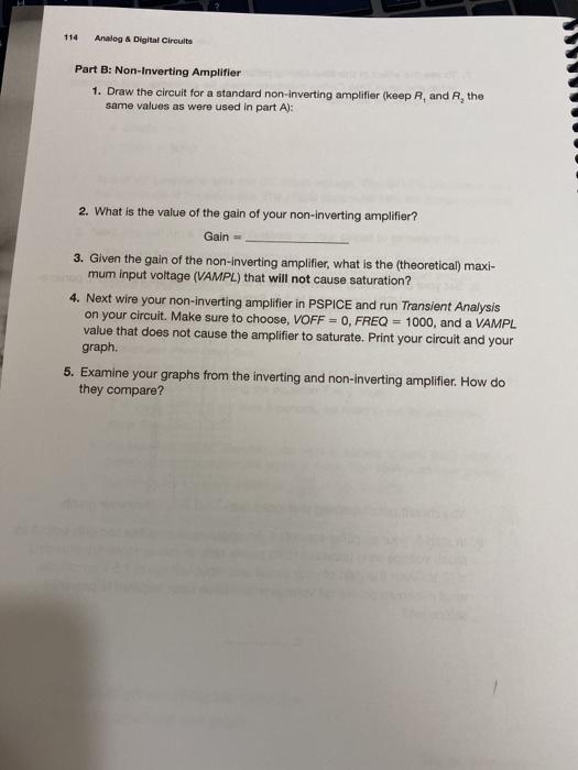 Solved Lab 7: Operational Amplifiers 190 Lab 7 Pre-lab Name: | Chegg.com