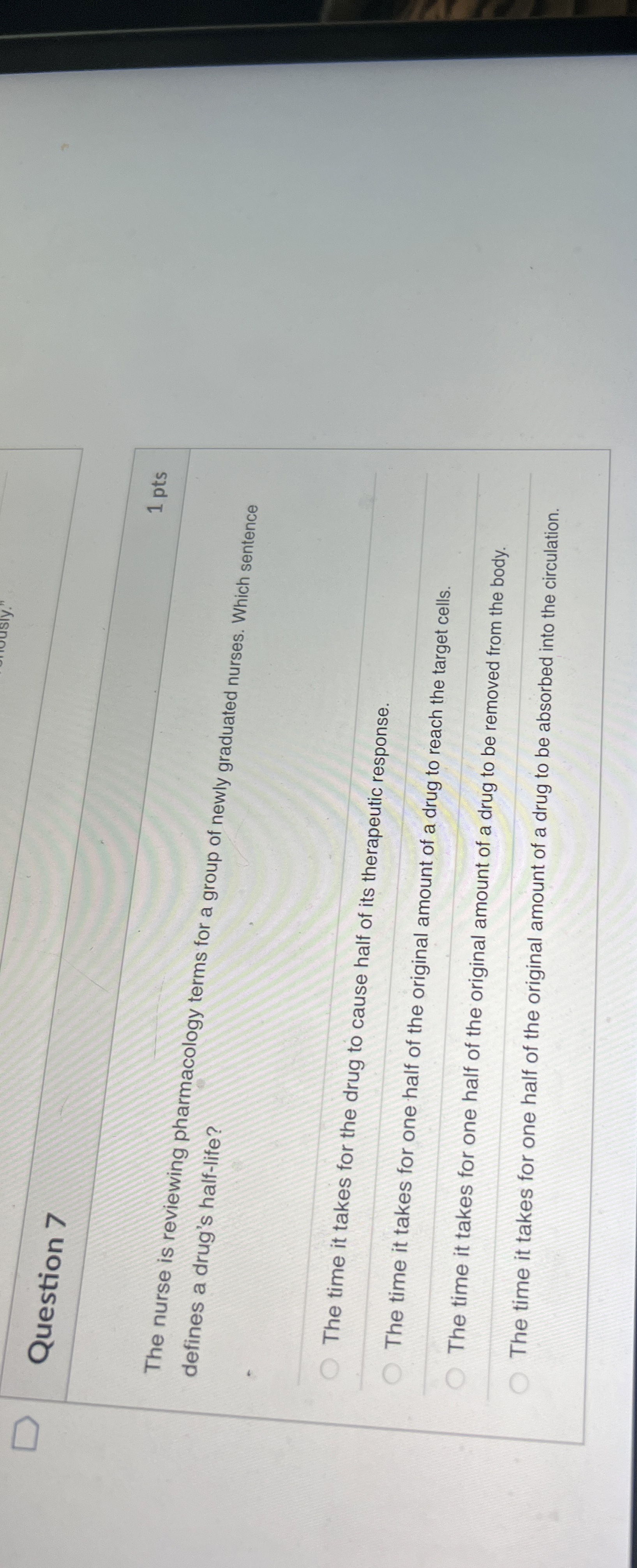 Solved Question 71 ﻿ptsThe nurse is reviewing pharmacology | Chegg.com