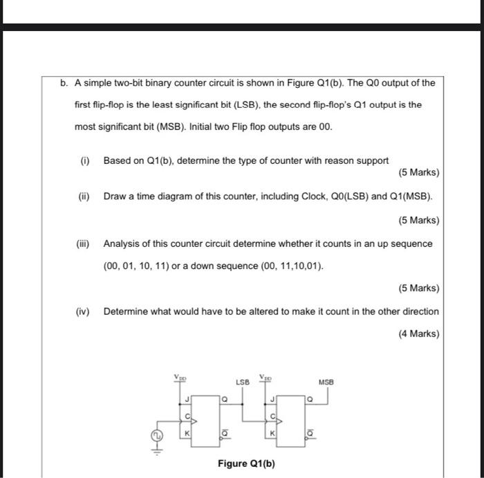 Solved b. A simple two-bit binary counter circuit is shown | Chegg.com