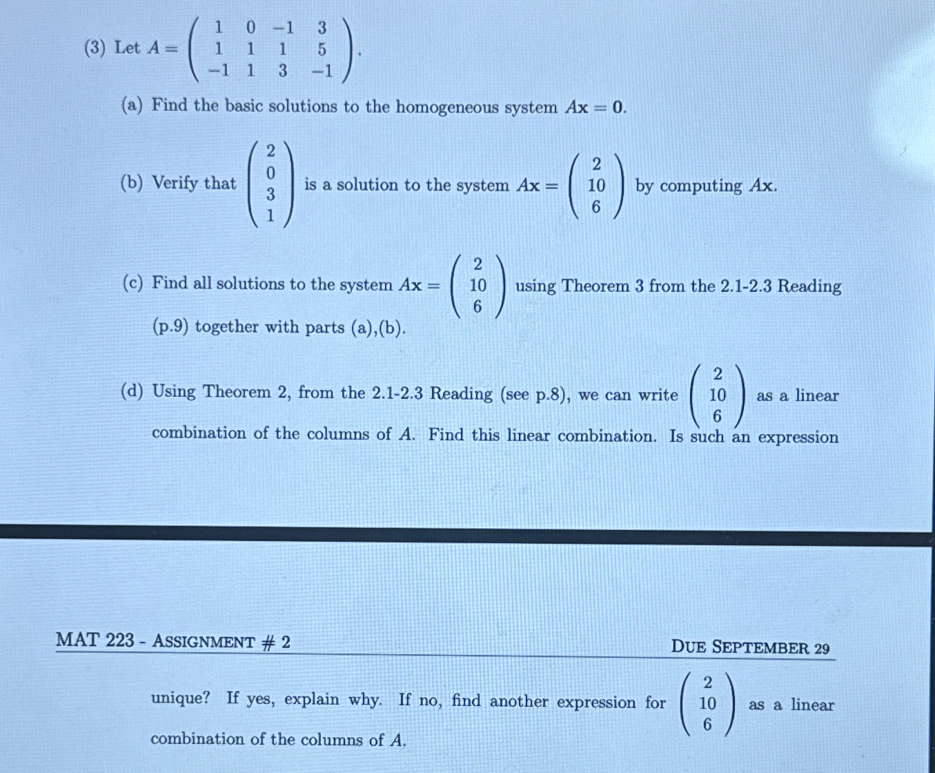 Solved unique? If yes, explain why. If no, ﻿find another | Chegg.com