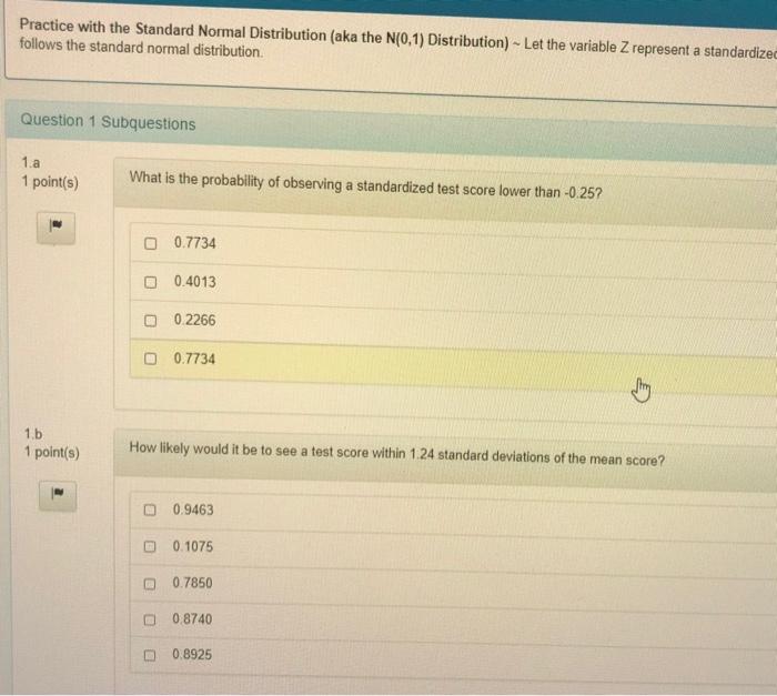 Solved Practice with the Standard Normal Distribution (aka | Chegg.com