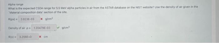 Solved Alpha range What is the expected CSDA range for 5.5 | Chegg.com