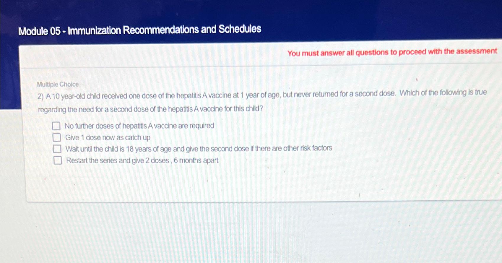 Solved Module 05 - ﻿Immunization Recommendations and | Chegg.com