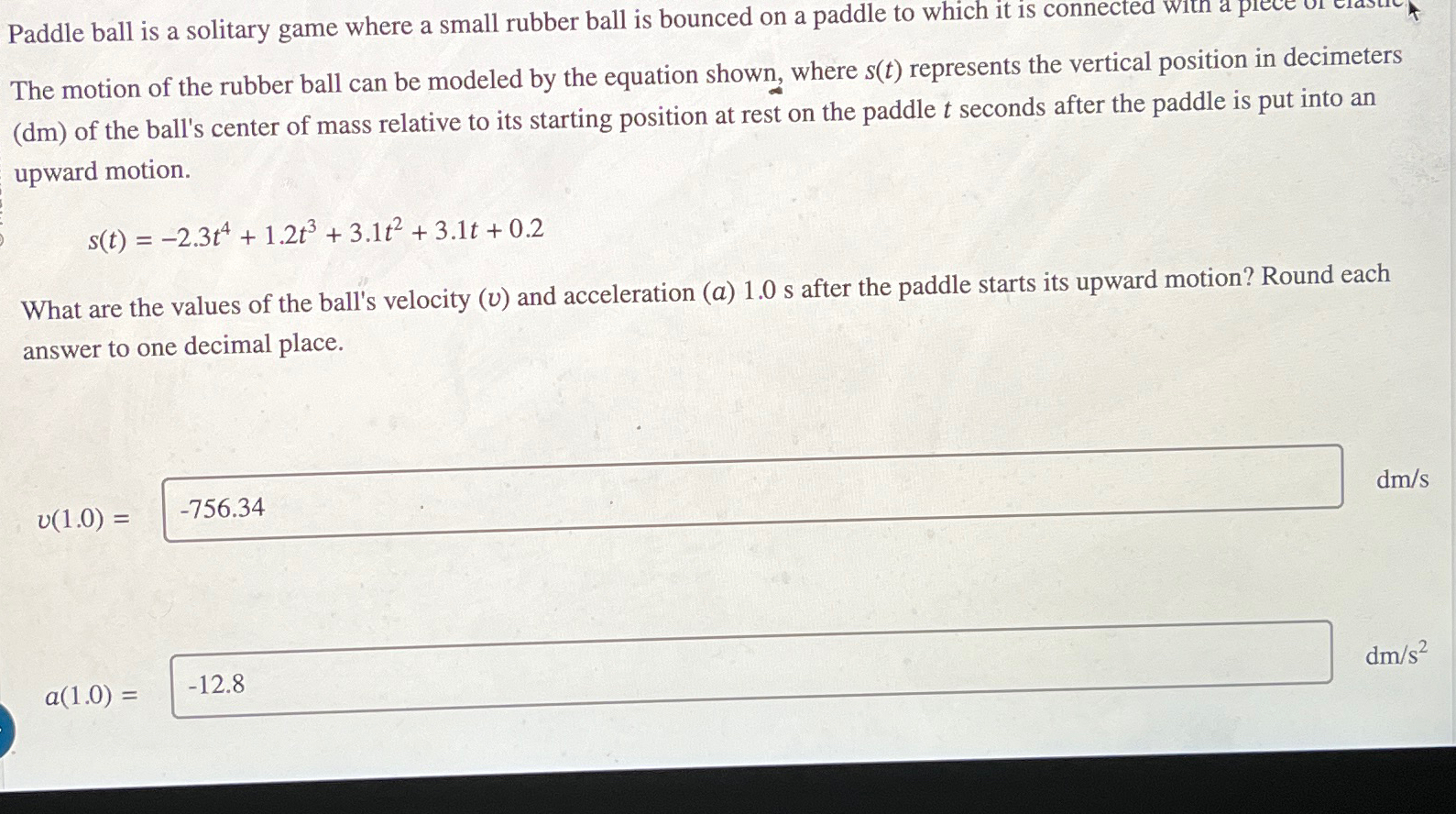 Solved Paddle ball is a solitary game where a small rubber | Chegg.com