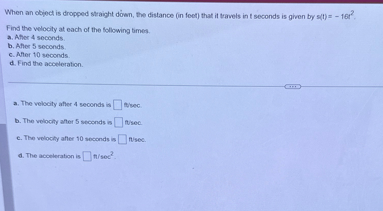 Solved When an object is dropped straight down, the distance | Chegg.com