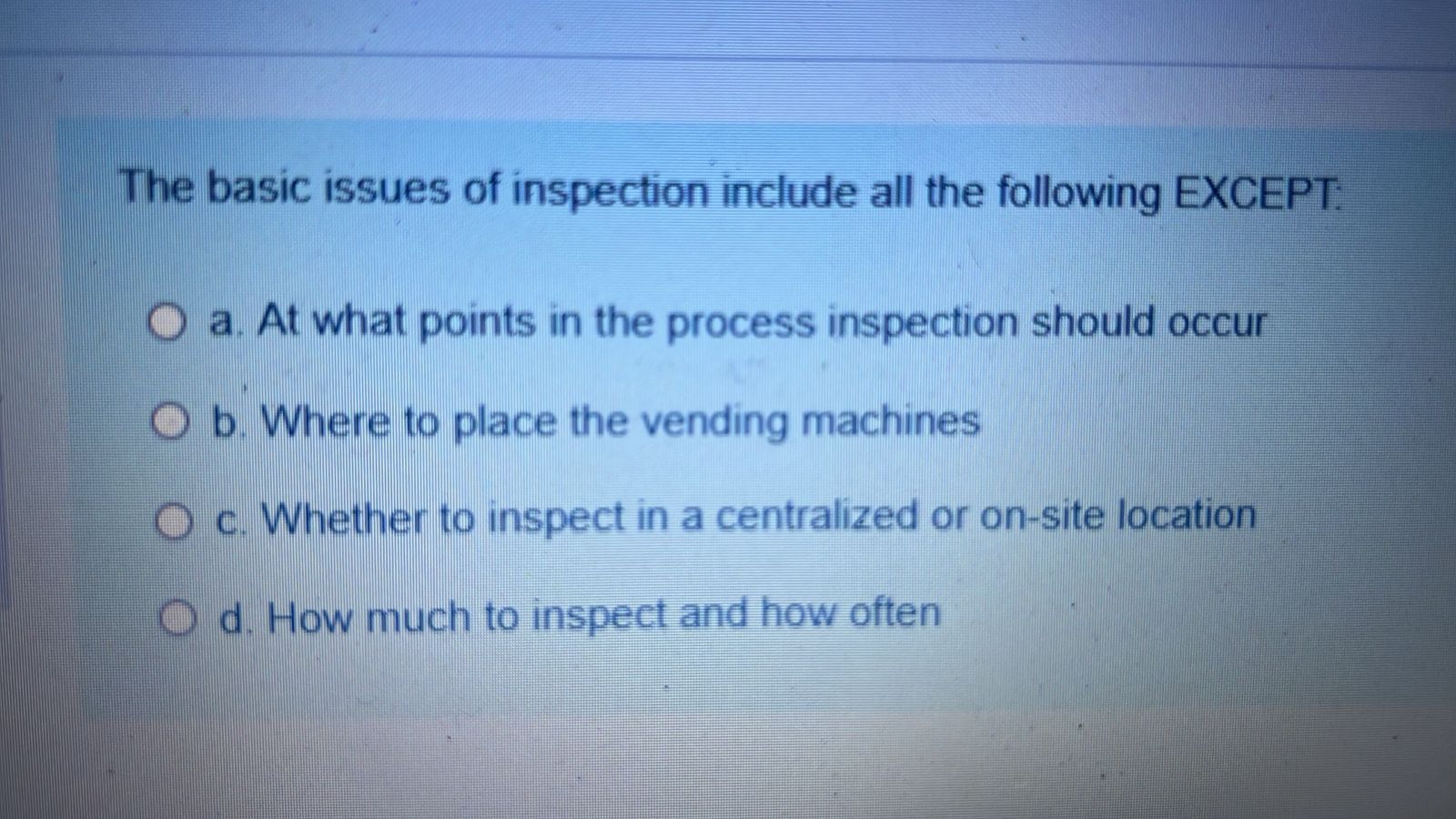 Solved The basic issues of inspection include all the | Chegg.com