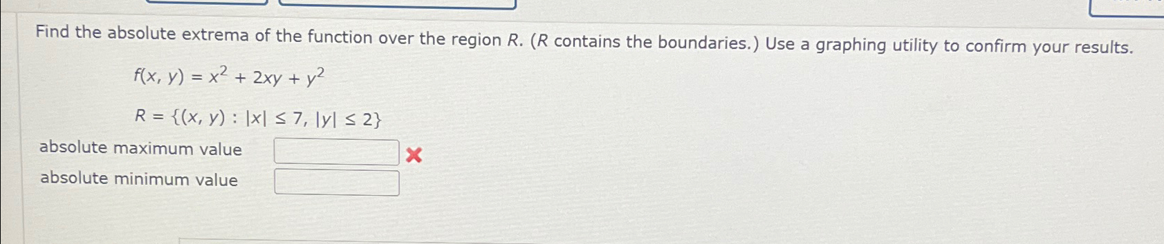 Solved Find the absolute extrema of the function over the | Chegg.com