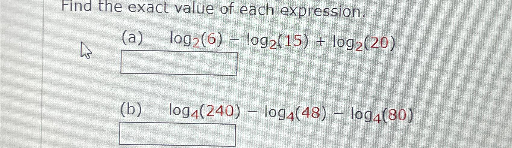 Solved Find the exact value of each | Chegg.com