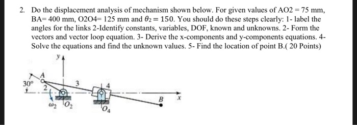 Solved 2. Do the displacement analysis of mechanism shown | Chegg.com