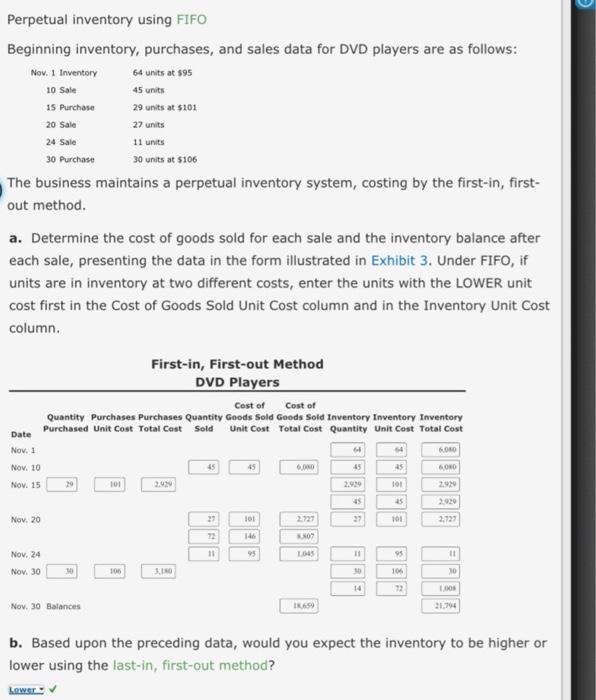 Solved Perpetual inventory using FIFO Beginning inventory, | Chegg.com