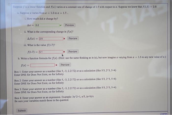 Solved Suppose f is a linear function and f(x) varies at a | Chegg.com