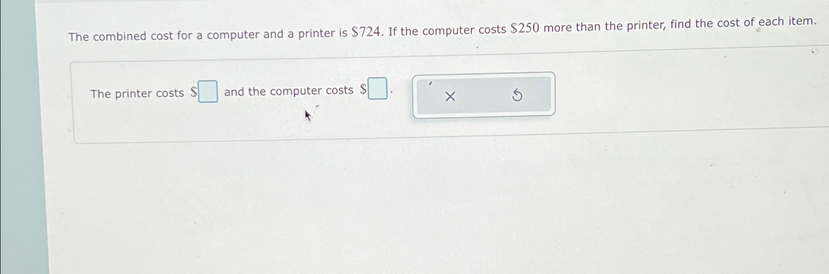 Solved The combined cost for a computer and a printer is | Chegg.com