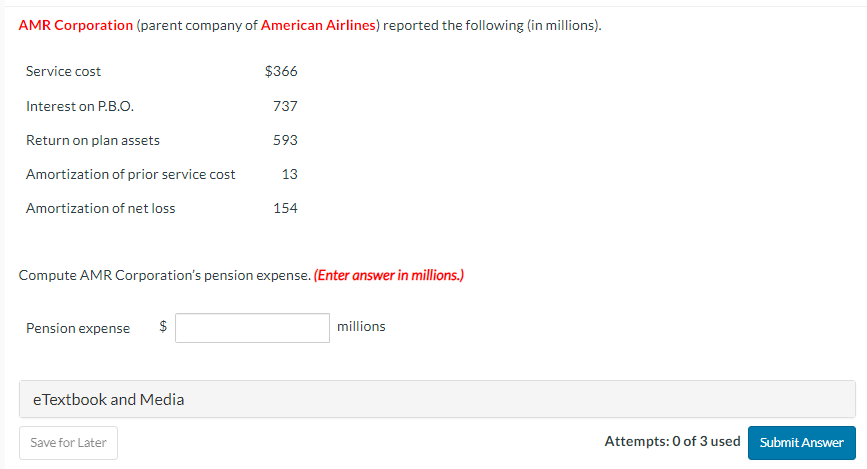 Solved AMR Corporation (parent company of American Airlines) | Chegg.com