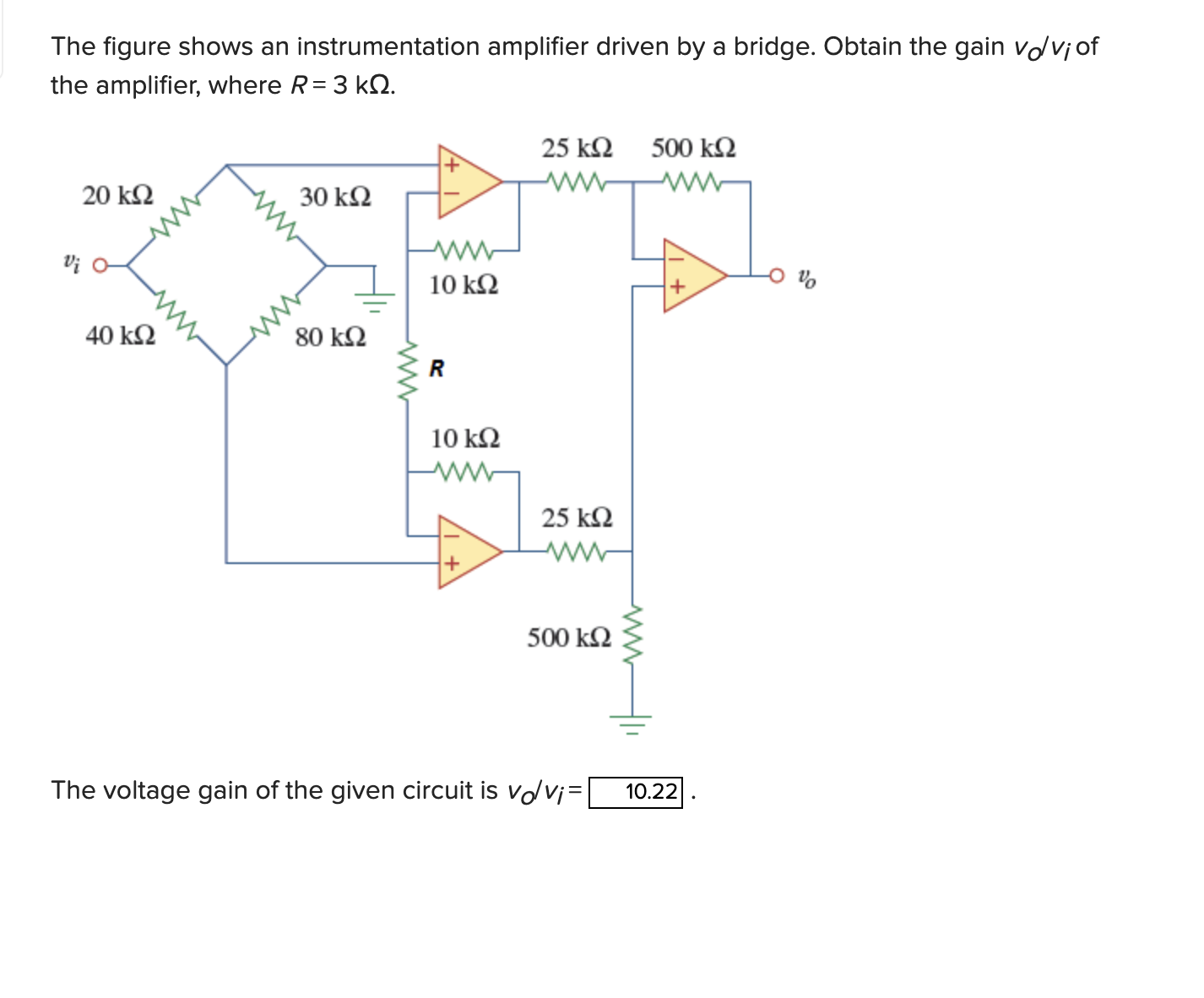 Solved The figure shows an ﻿instrumentation amplifier driven | Chegg.com