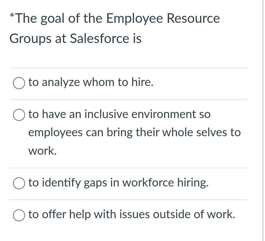 Solved *The goal of the Employee Resource Groups at | Chegg.com